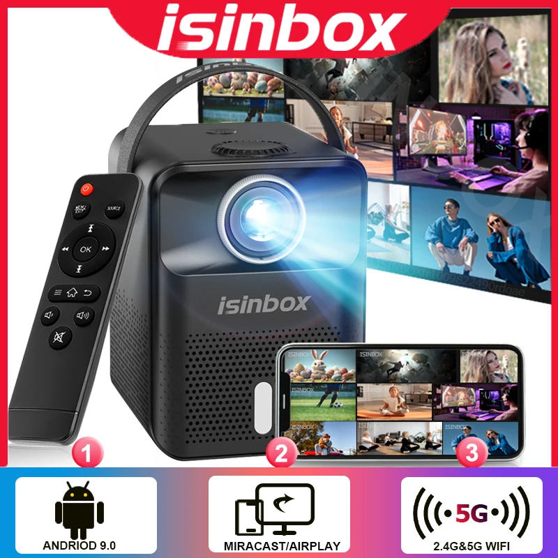 ISINBOX-proyector portátil X8 con pantallas, dispositivo con Android 5G ...