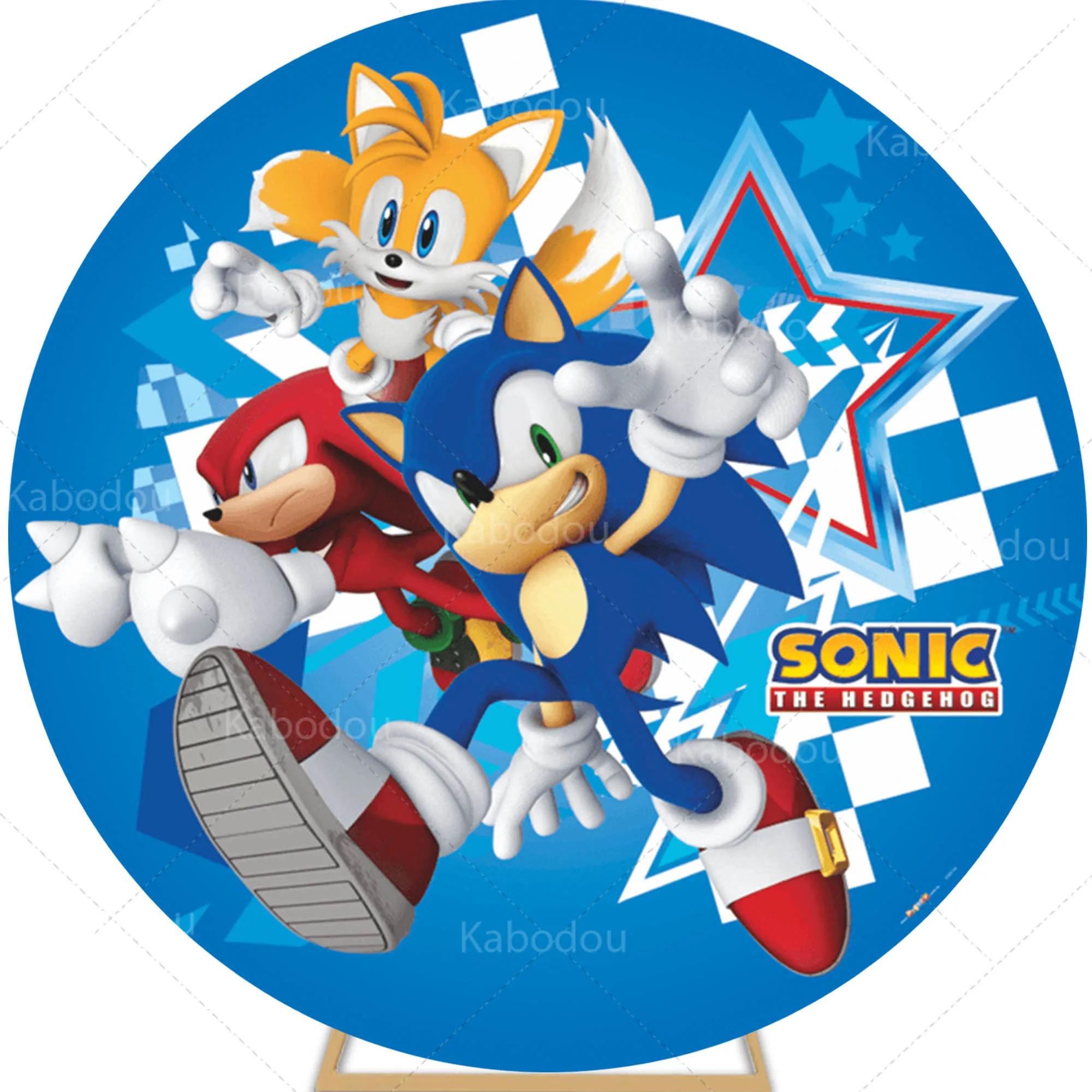 Fondo redondo azul sónico para fiesta de cumpleaños de niños ...