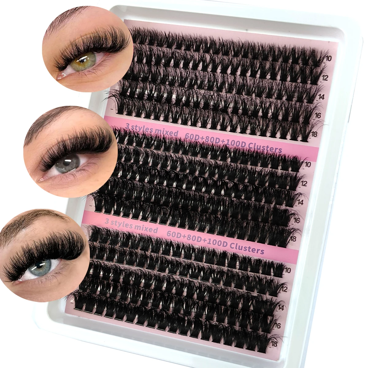 15Rows-DIY-5D-Fluffy-Lash-Clusters-60D-80D-100D-Thick-Eyelash-Clusters ...