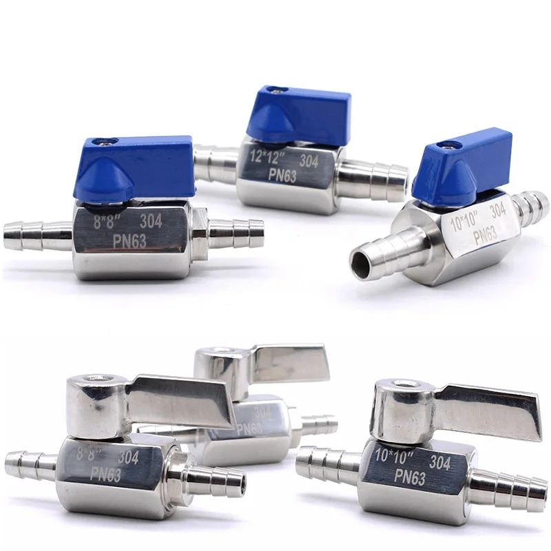 Blue Silver MINI Ball Valve Stainless Steel 7mm 8mm 10mm 12mm Pagoda ...