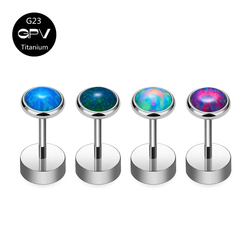 2PCS-G23-Pure-Titanium-Opal-Ear-Cartilage-Nail-Round-Cake-External ...