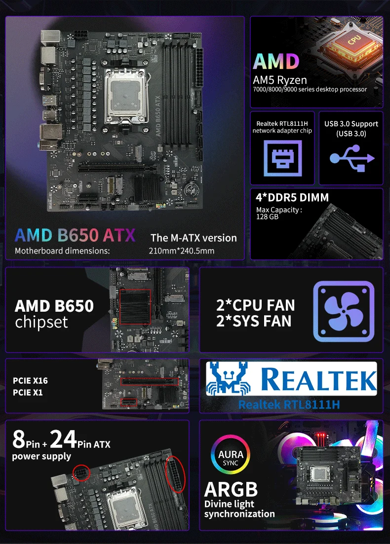 Материнская плата B650 AM5 ATX | AliExpress