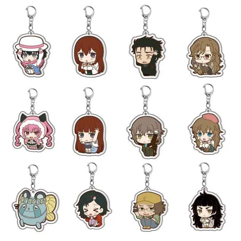Steins Gate Keychain Double Sided Acrylic Cartoon Key Chain Pendant ...