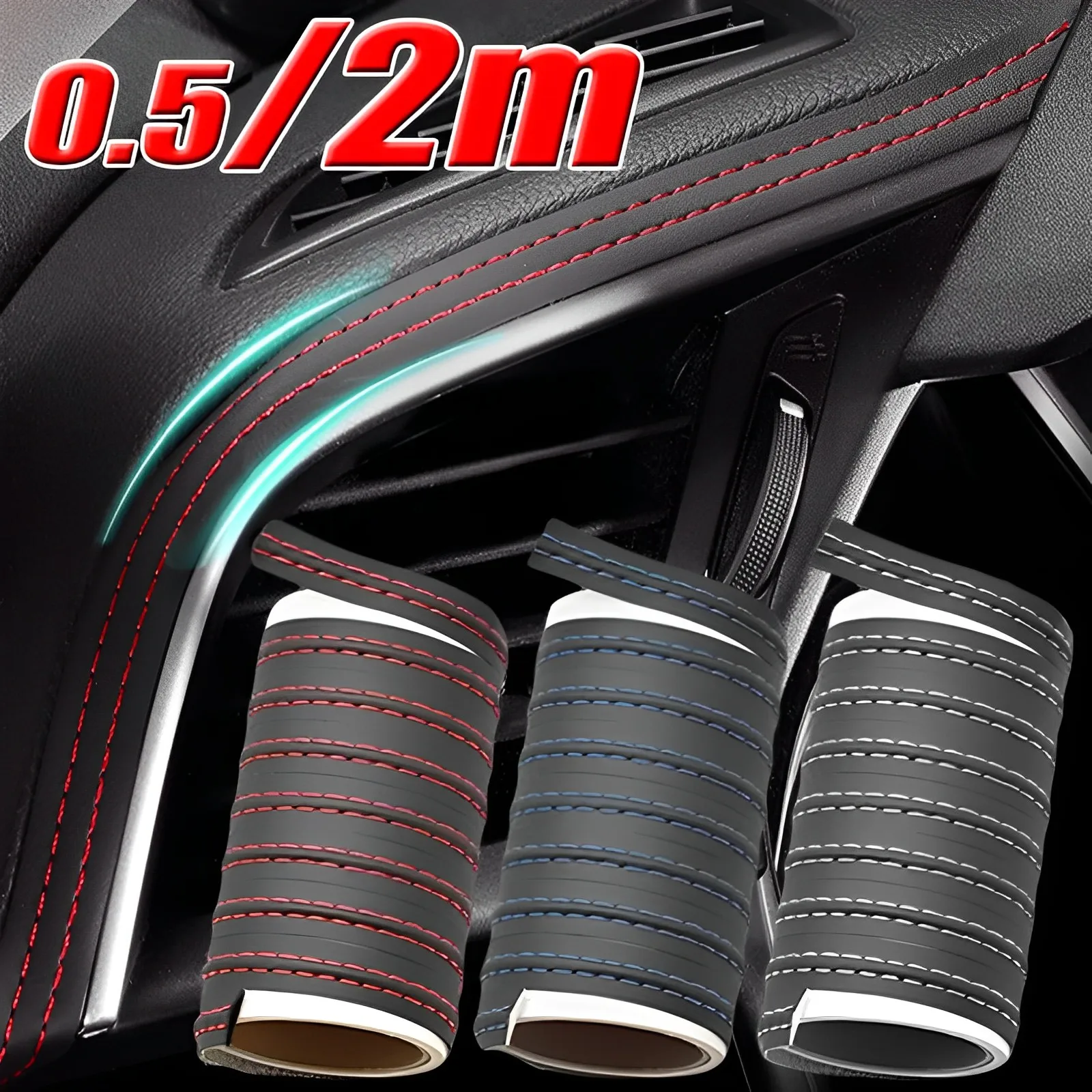 0.5/2m Car Interior PU Leather Decoration Line Self-adhesive Moulding ...