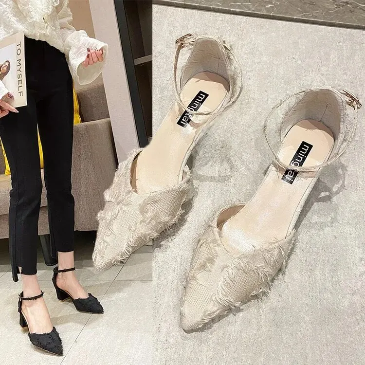Spring-Season-Fresh-High-Heels-Versatile-Girl-Fashion-Sharp-Head-Thick ...