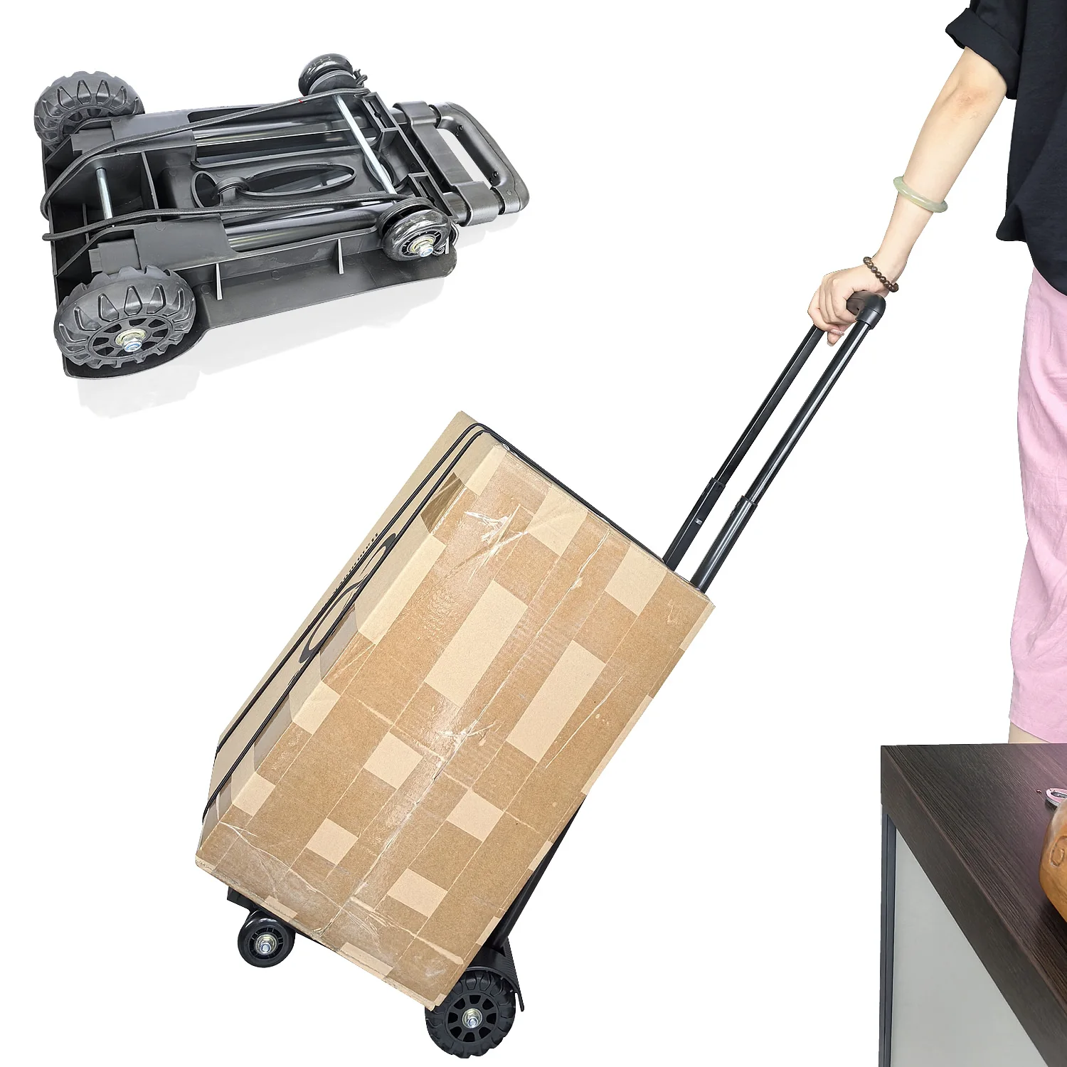 4-Wheels-Folding-Hand-Truck-Small-Lightweight-Cart-Portable-Telescopic ...
