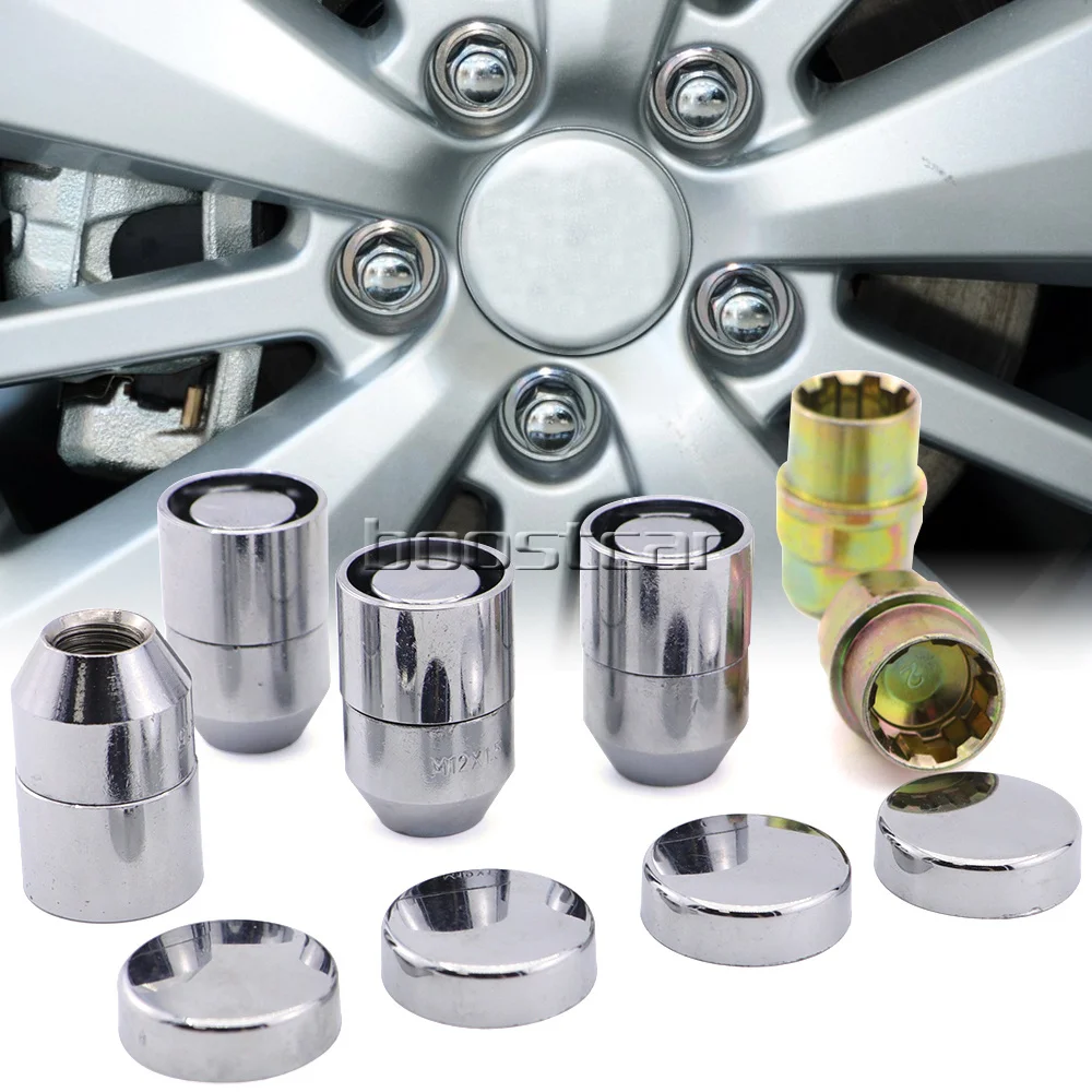 M12x1.5 M12x1.25 Universal Car Wheel Lock Lug Nuts with 2 Keys Alloy ...