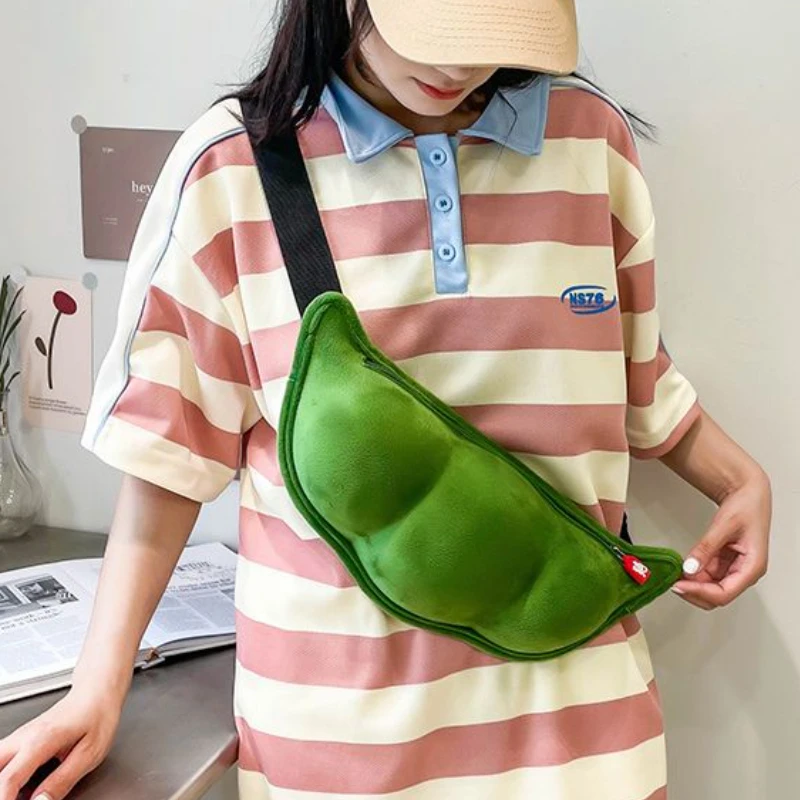 Creative-Pea-Shaped-Fanny-Pack-Funny-Plush-Chest-Purse-Cartoon-Design ...