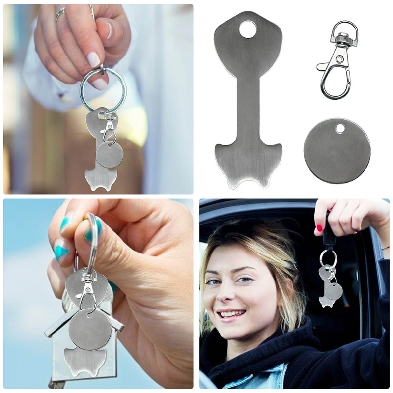 Supermarket-Shopping-Coin-Trolley-Unlock-Key-Rings-Stainless-Steel-Key ...