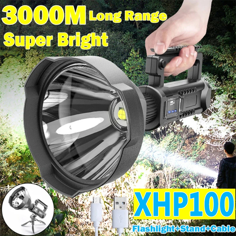 Portable Powerful LED Flashlight Mountable Bracket Handheld Searchlight ...