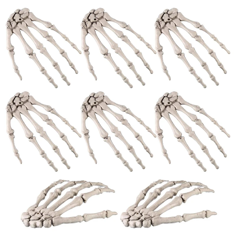 2pcs Halloween Realistic Life Size Skeleton Hands Plastic Fake Human ...