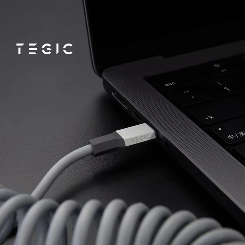 1.8M TEGIC USB Type C Cable Coiled Spring Spiral TypeC Male to USBC ...