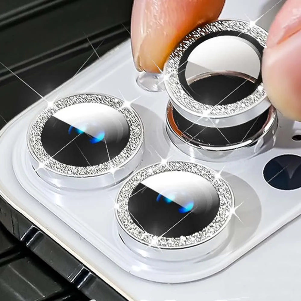 Glitter Camera Lens Protector For iPhone 15 Pro Max 14 11 12 13 Mini 9H ...