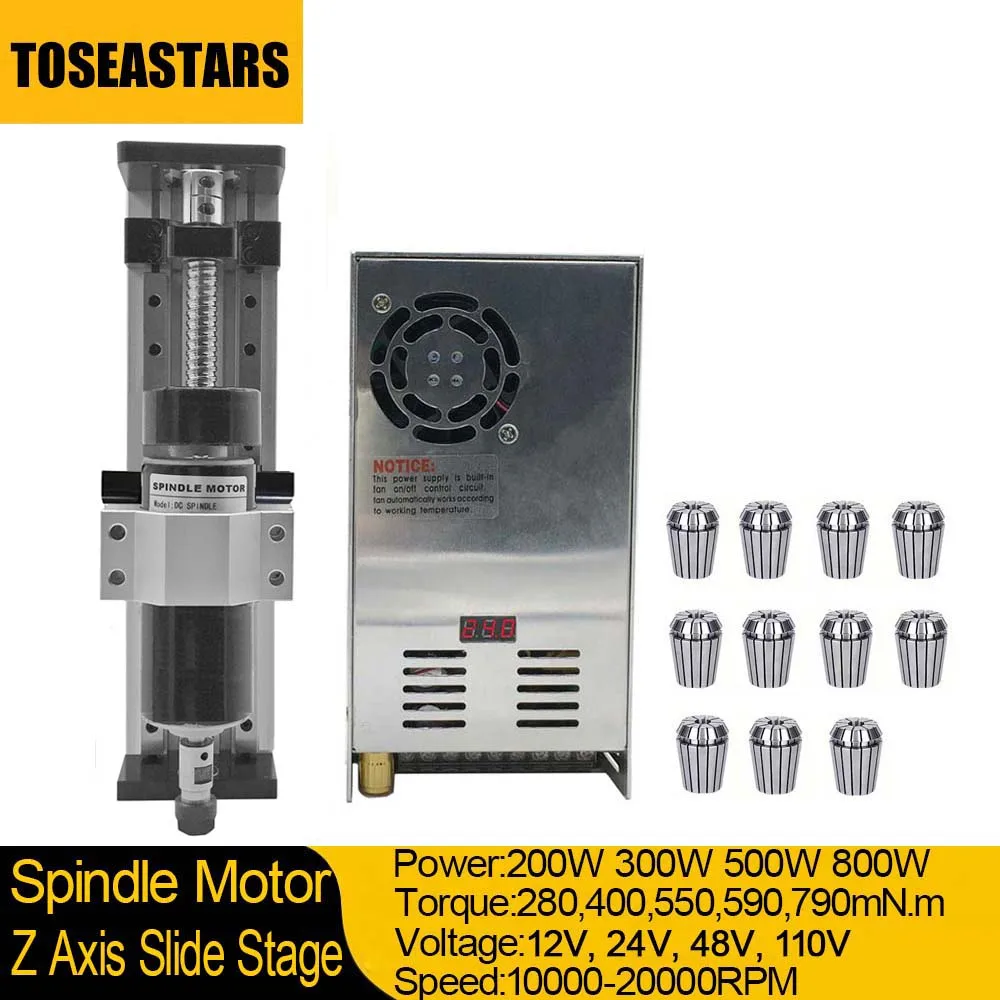 CNC-Spindle-Motor-Z-Axis-kit-DC-24V-48V-110V-200W-300W-500W-800W-ER11 ...
