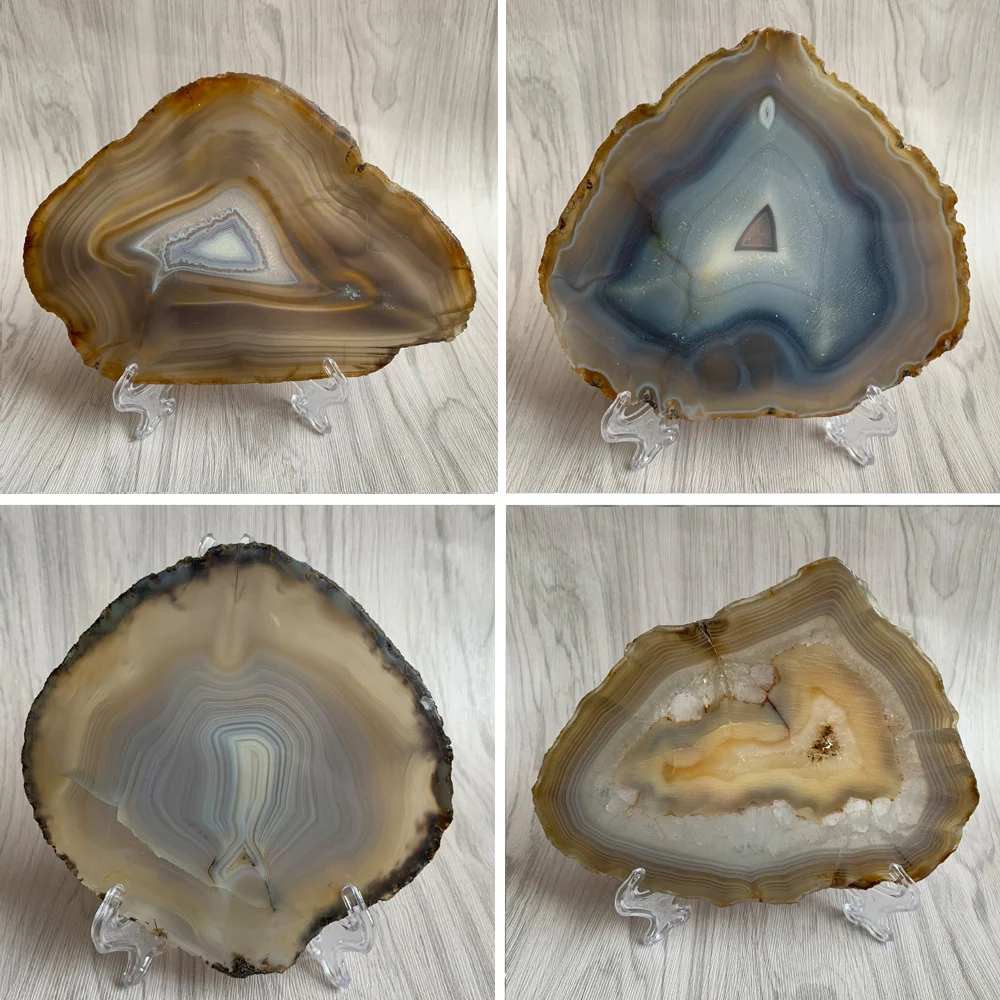 Natural Agate Slice Coasters Feng Shui Decoration Crystal Slab Rock ...