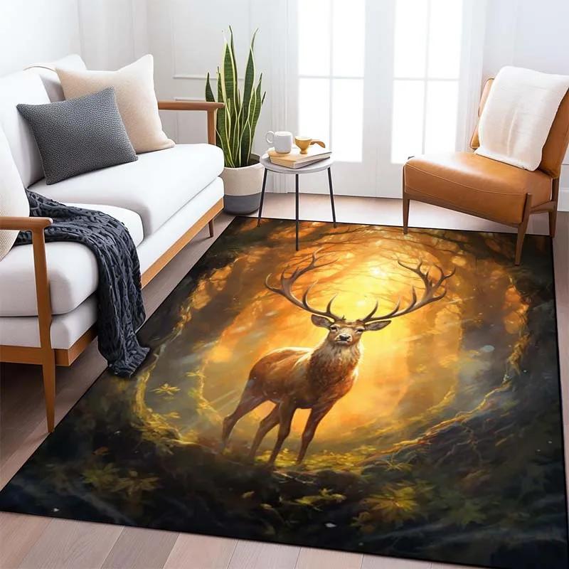 3D-Deer-Art-Pattern-Living-Room-Bedroom-Carpet-Bedside-Bathroom-Floor ...