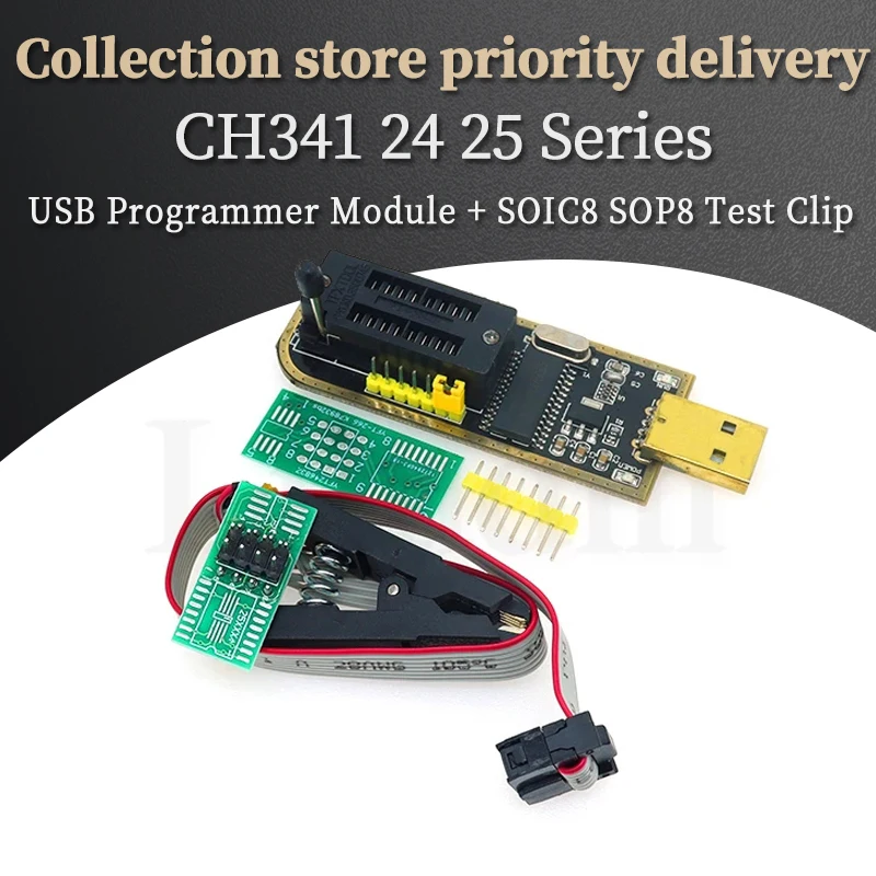 CH341 24 25 Series EEPROM Flash BIOS USB Programmer Module + SOIC8 SOP8 ...