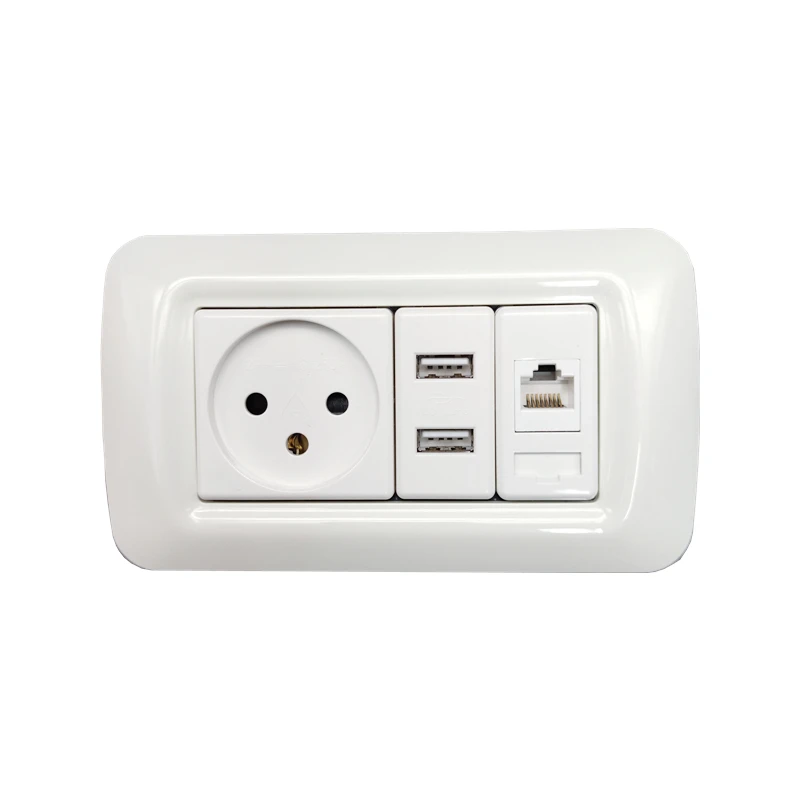 4Gang Israeli Household Standard White Power Plug Wall Socket With ...