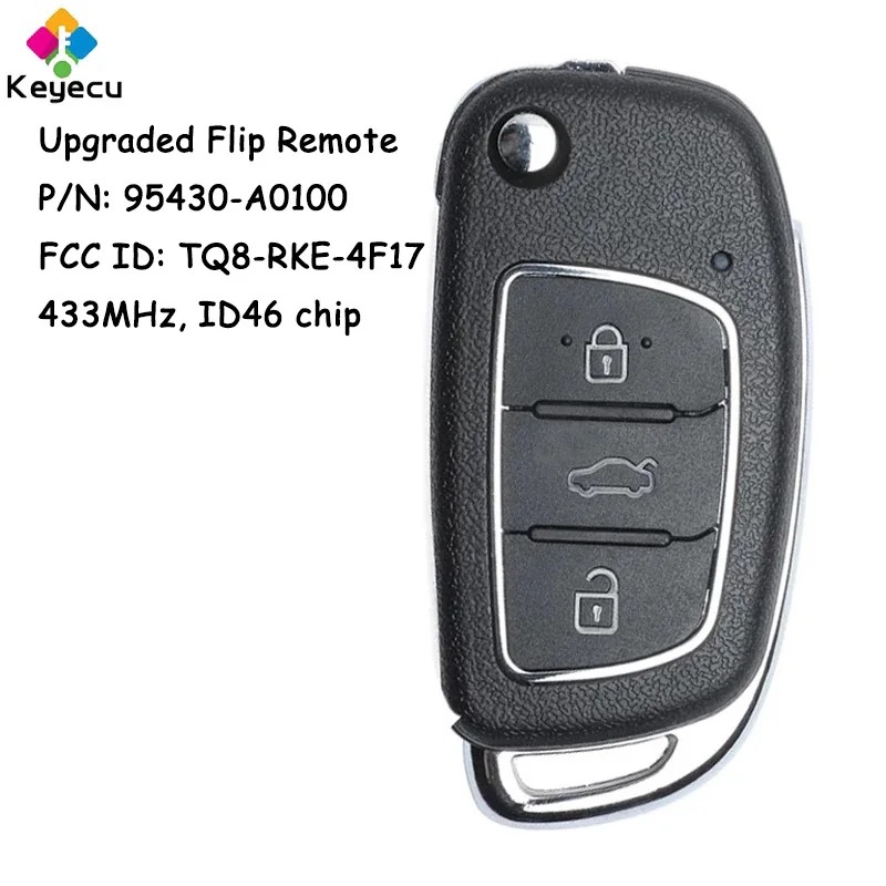 KEYECU-Upgraded-Flip-Remote-Control-Car-Key-With-3-Buttons-433MHz-ID46 ...