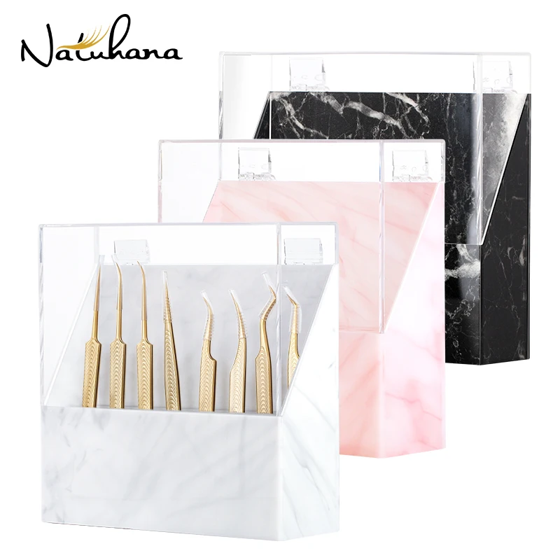 NATUHANA Eyelash Extension Tweezers Storage Box 8 Holes Holder Acrylic ...