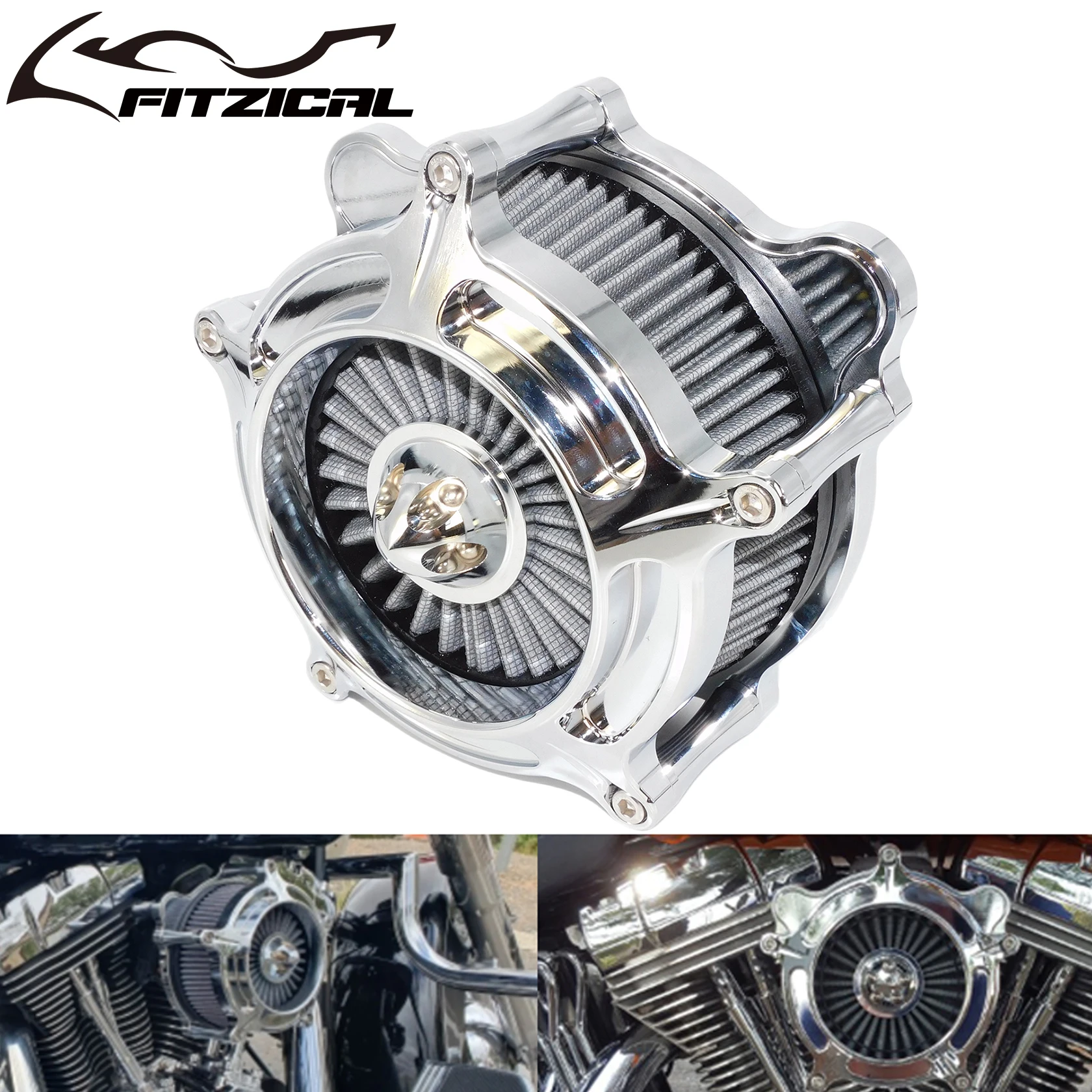 Motorcycle Air Filter Chrome Air Cleaner Filter For Harley Touring ...