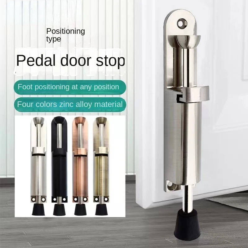 Stainless Steel Telescopic Door Stopper Silver Spring Loaded Step On ...