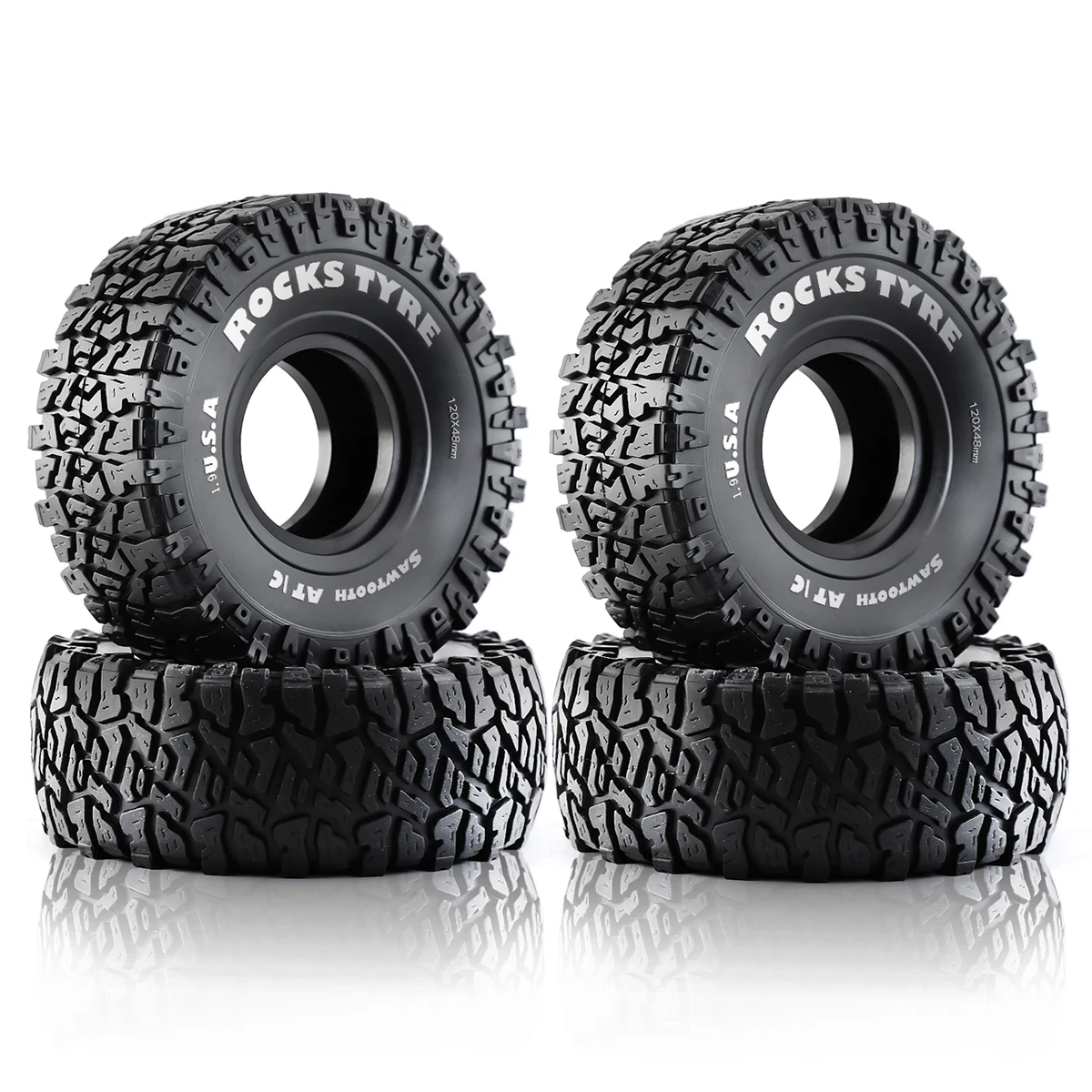 4PCS 120MM 1.9" Rubber Rock Tyres Wheel Tires for 1:10 RC Crawler Car ...