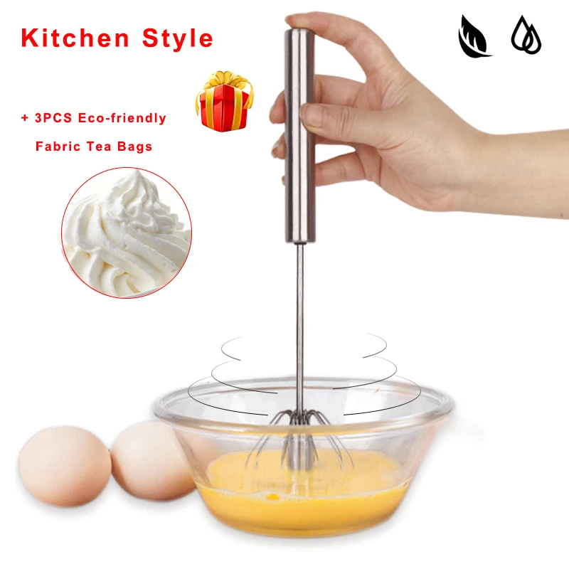 Useful Semi-automatic Egg Beater Stainless Steel Hand Press Style Cream ...