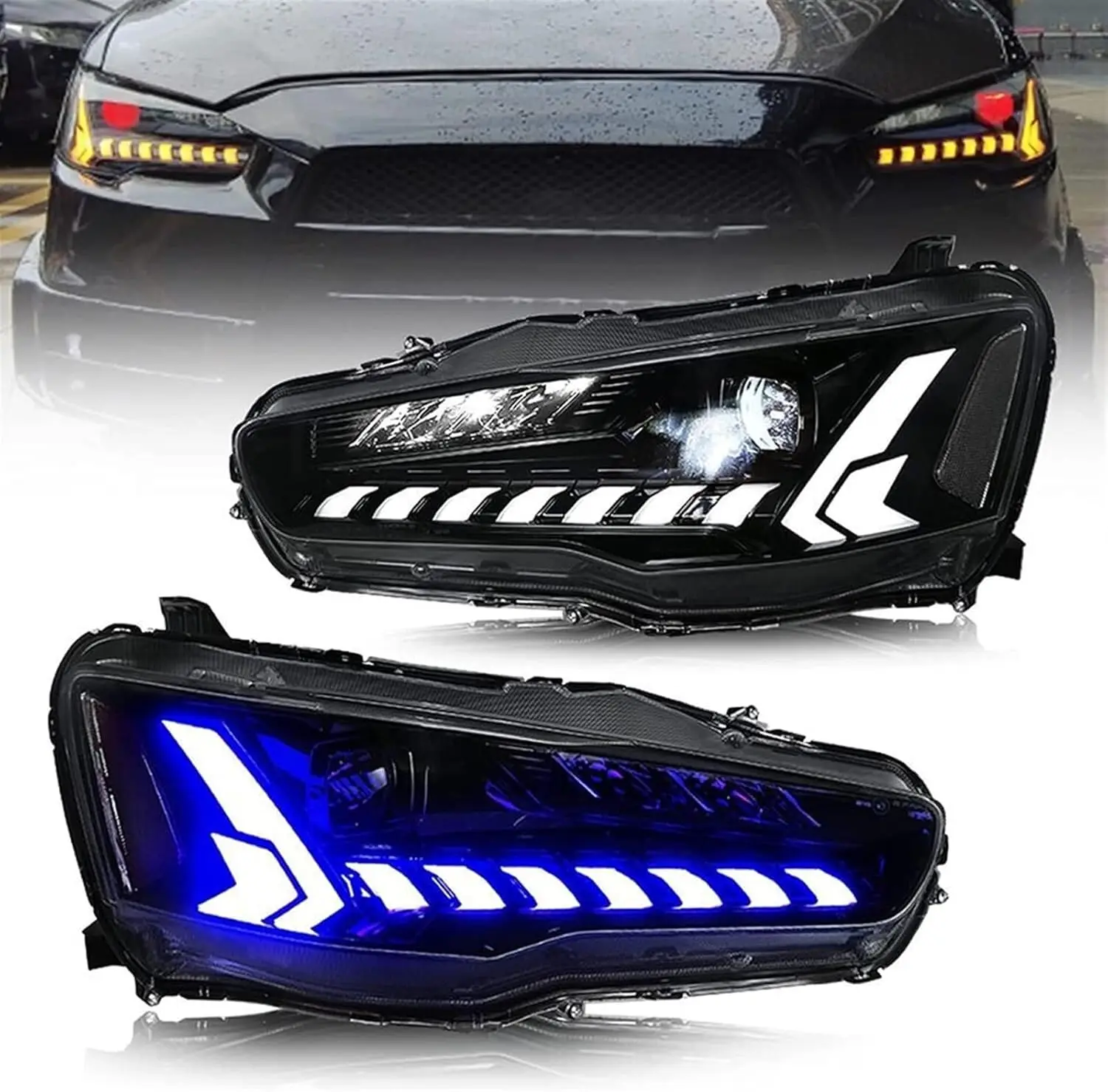 LED-Headlights-for-Mitsubishi-Lancer-EVO-X-2008-2020-With-LED-DRL ...