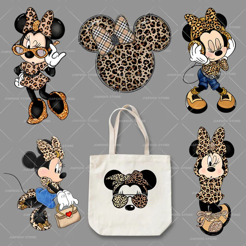Minnie-Mouse-Leopard-Print-Patches-for-Clothes-Disney-Heat-Vinyl ...