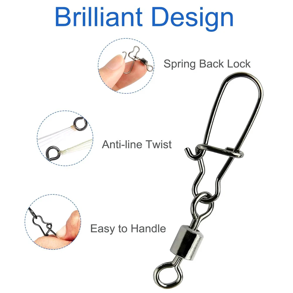 50 Pieces Set Fishing Snap Swivel – Outdoor Haven Gear