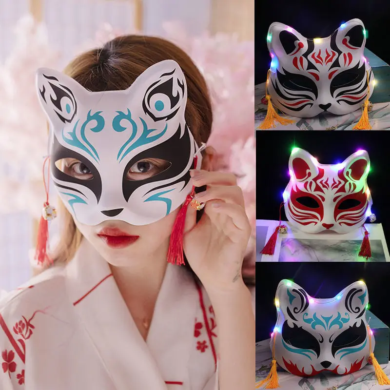 Cat-face-cover-Luminous-fox-mask-Japanese-Anime-cosplay-mask-Halloween ...