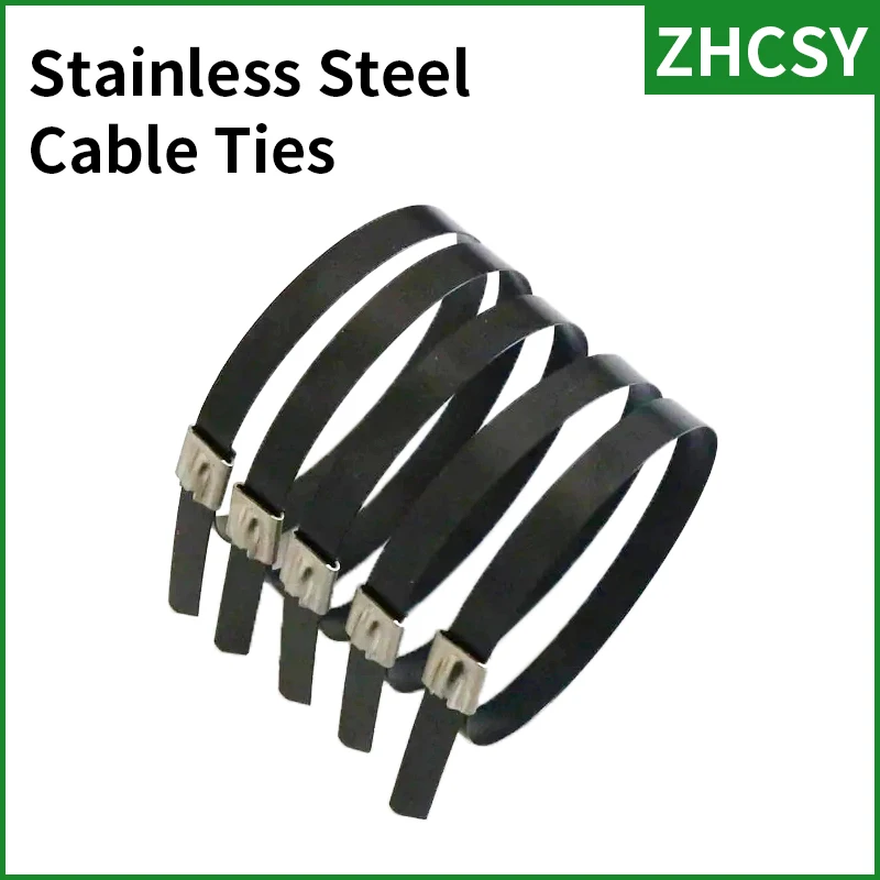 Freeshipping 25PCS Black CoatedStainless Steel Metal Cable Tie Zip Wrap ...