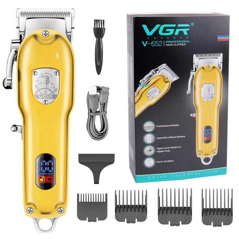 Original VGR Full Metal Hair Trimmer For Men Electric Cordless Hair Clipper Professional Barber ...