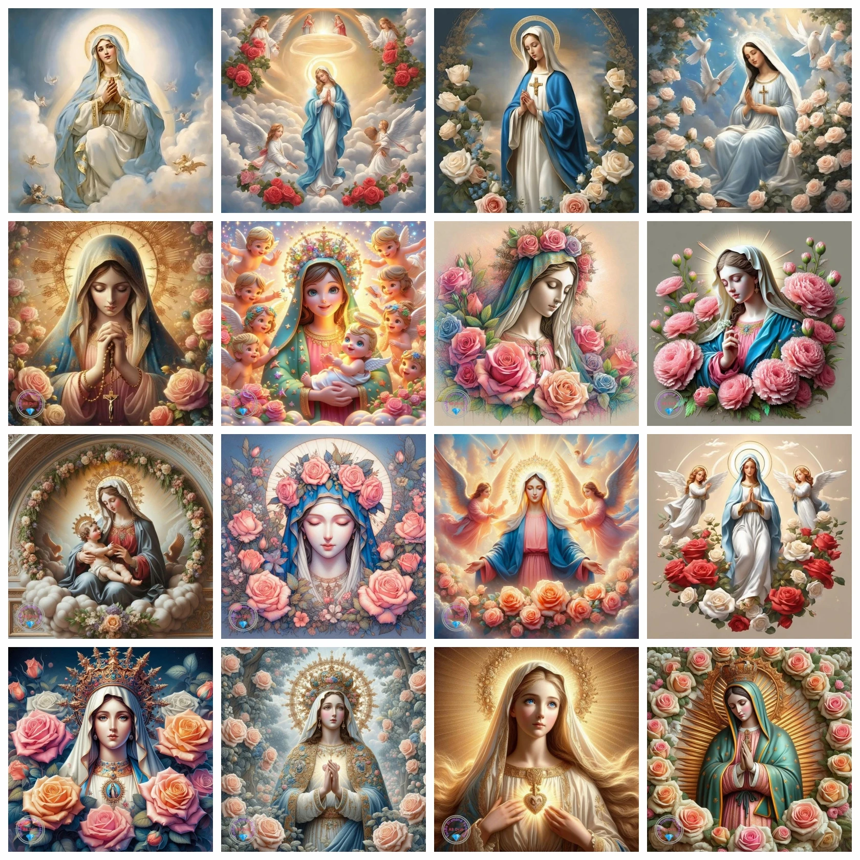 AZQSD-Diamond-Embroidery-5d-Virgin-Mary-Mosaic-Home-Decor-Icon-Rose ...