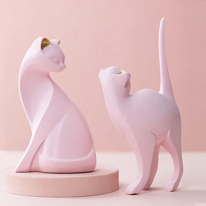 Pink-Cat-Sculptures-Dressing-Table-Decoration-Accessories-Home-Modern ...
