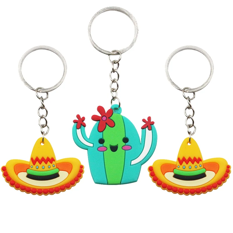 1pcs Mexico Hat Keychain Cactus Hot Dog Horse Guitar PVC Pendant ...