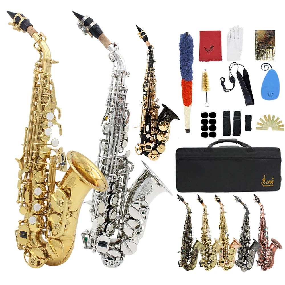 SLADE Bb B Flat Soprano Saxophone Brass Sax Engraved Floral Saxofon ...