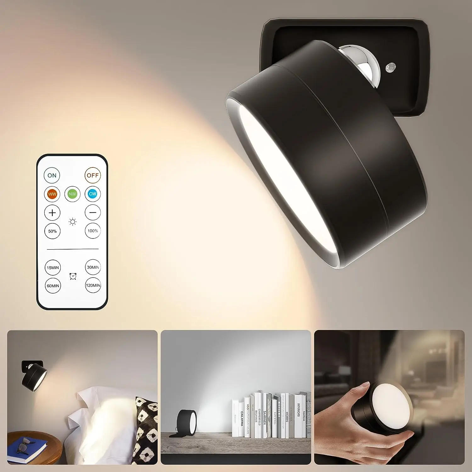 Magnetic-LED-Wall-Light-Rechargeable-Reading-Lights-360-Rotation-Touch ...