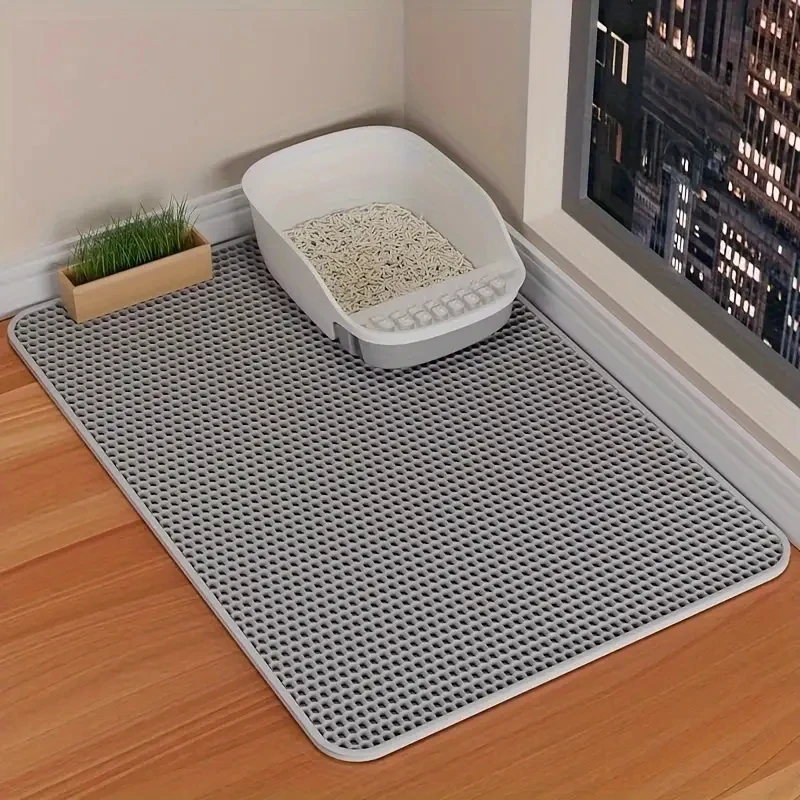 Honeycomb-Double-Layer-Cat-Litter-Trapping-Mat-Non-slip-Washable-Cat ...