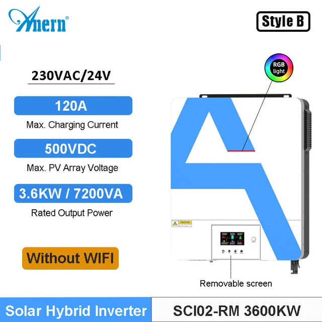 Anern Hybrid Solar Inverter 6200W 4200W Pure Sine Wave Inverter 230Vac Solar Inversor MPPT 120A ...