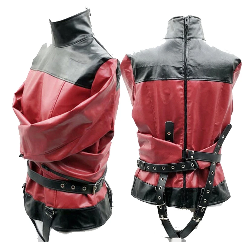 Soft PU Leather Adjustable Binder BDSM Bondage Harness Straitjacket ...