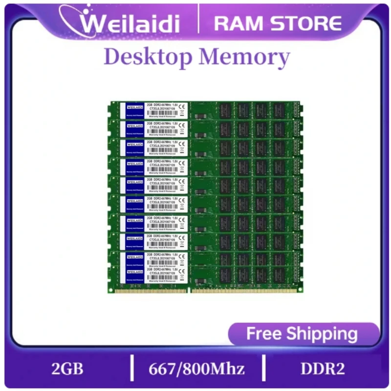 10Pcs-DDR2-2GB-2g-Memoria-RAM-PC2-6400-800MHz-PC2-5300-667MHZ-Desktop ...