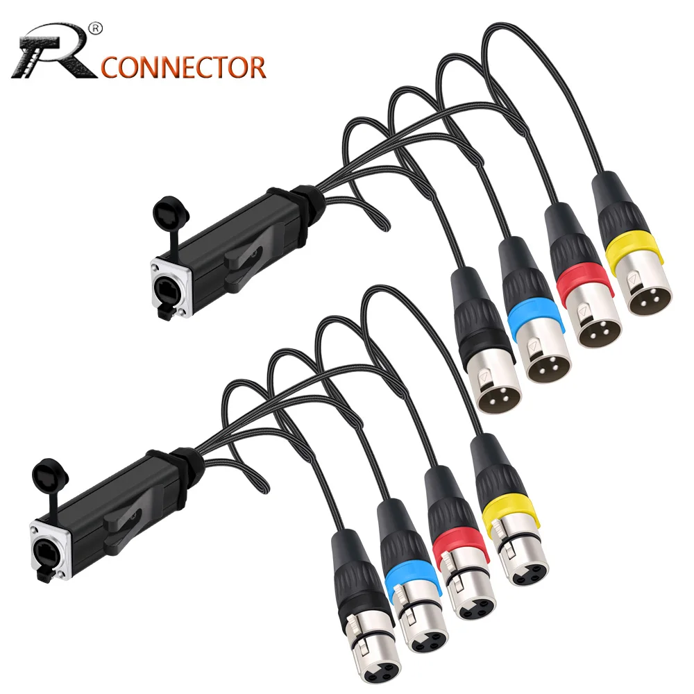 New Network Converter RJ45 CAT5 Female to 4 Channel 3Pins XLR Male ...