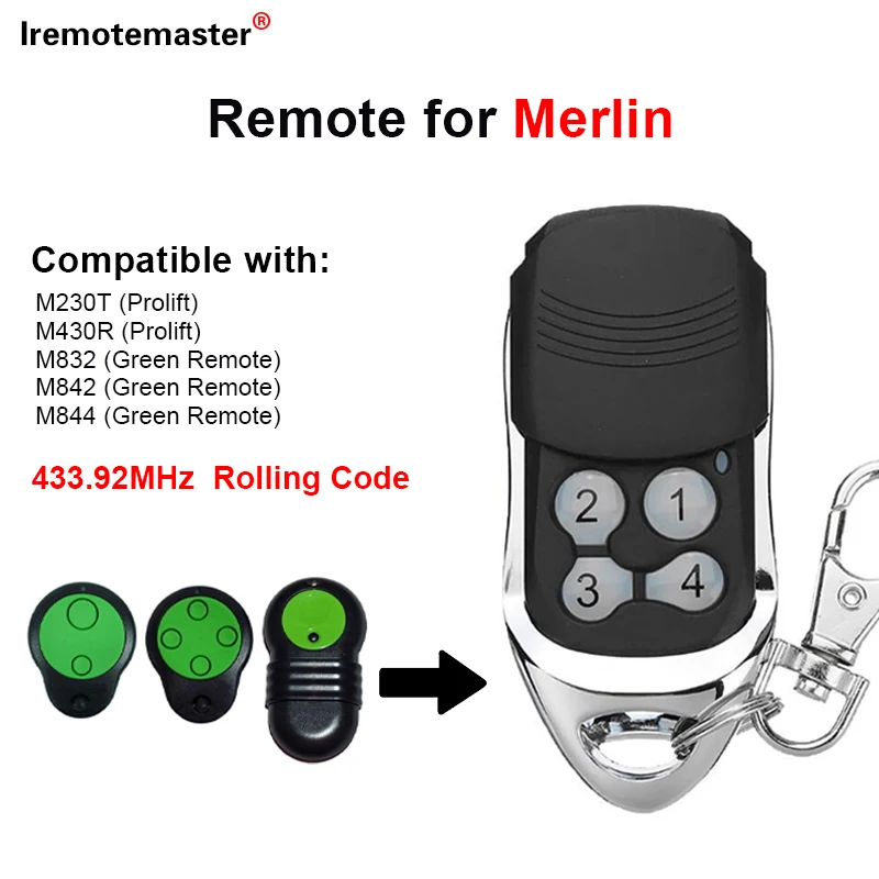 Garage-Door-Remote-Control-For-Merlin-M842-M832-M844-433-92mhz-Rolling ...