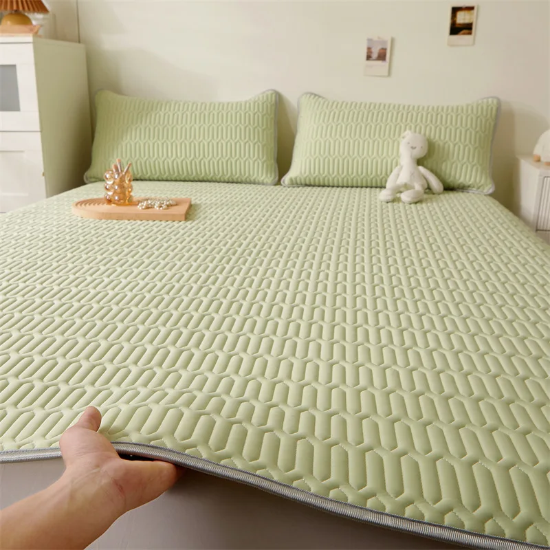 Summer-Latex-Bed-Mat-Bedding-Set-Cooling-Bed-Pad-and-Pillowcase-Cold ...