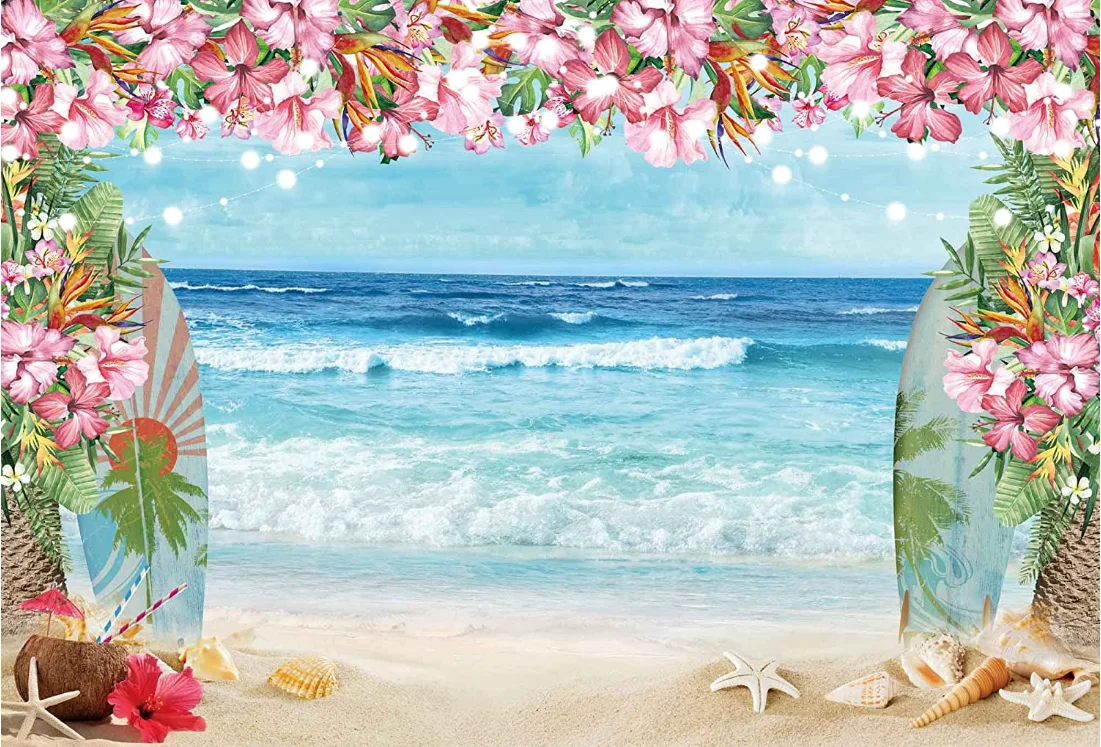 Tropical Flowers On Beach
