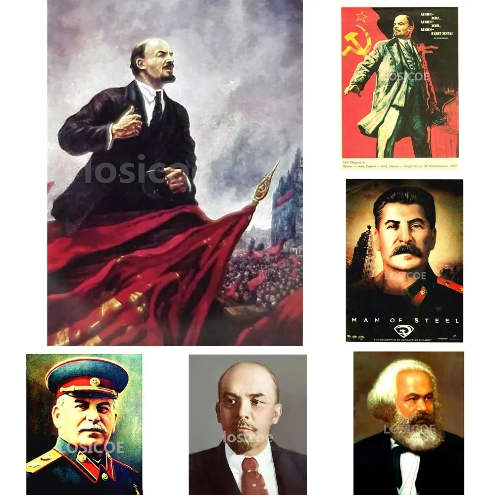 Lenin-Stalin-Marx-Engels-Mao-Zedong-Soviet-Leaders-Communist-Poster-Canvas-Painting-Retro-Wall ...