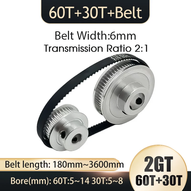 GT2 2M Voron 30T 60Teeth Reduction 2GT Timing Belt Pulley Set 3D ...