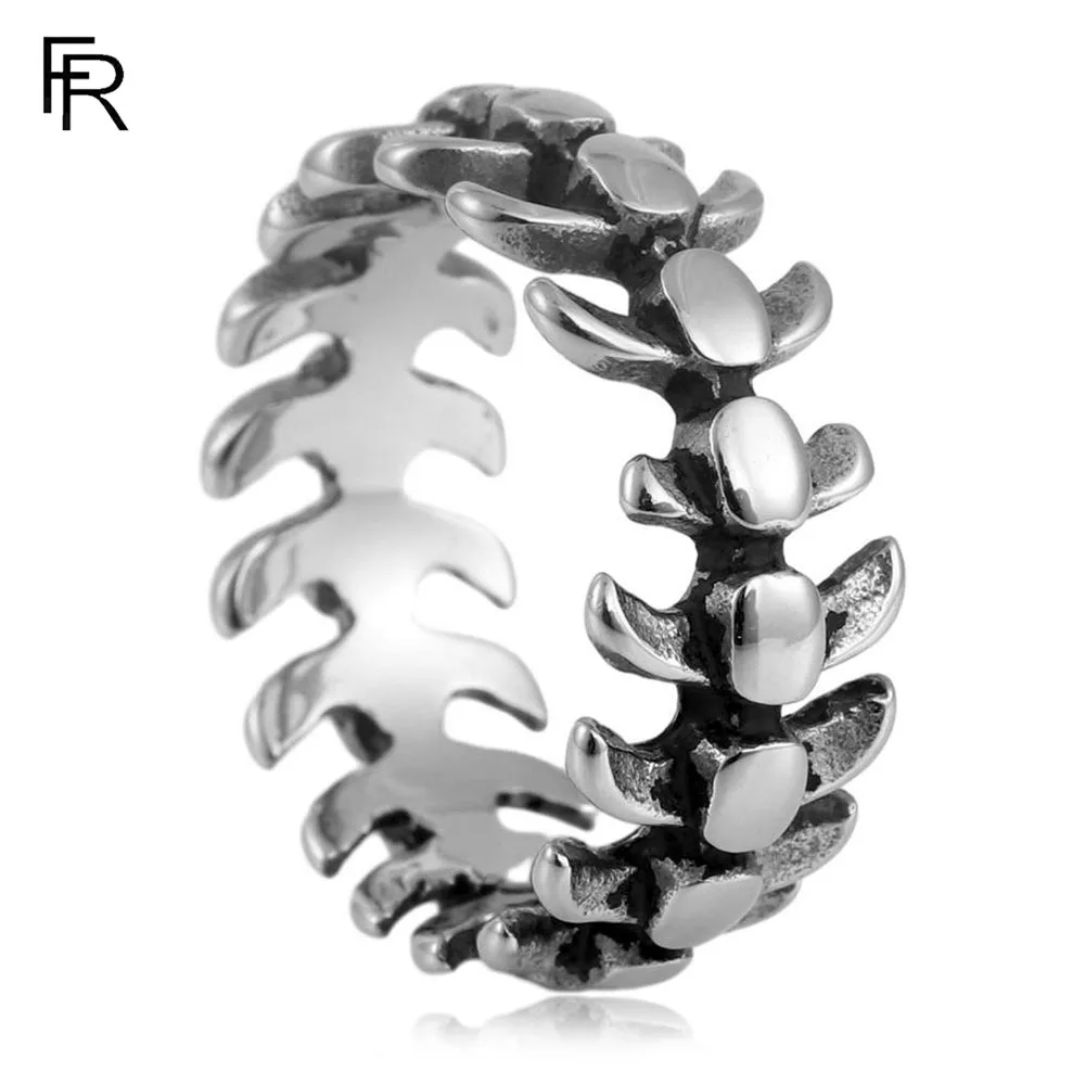 European and American jewelry titanium steel animal fish bone ring ...